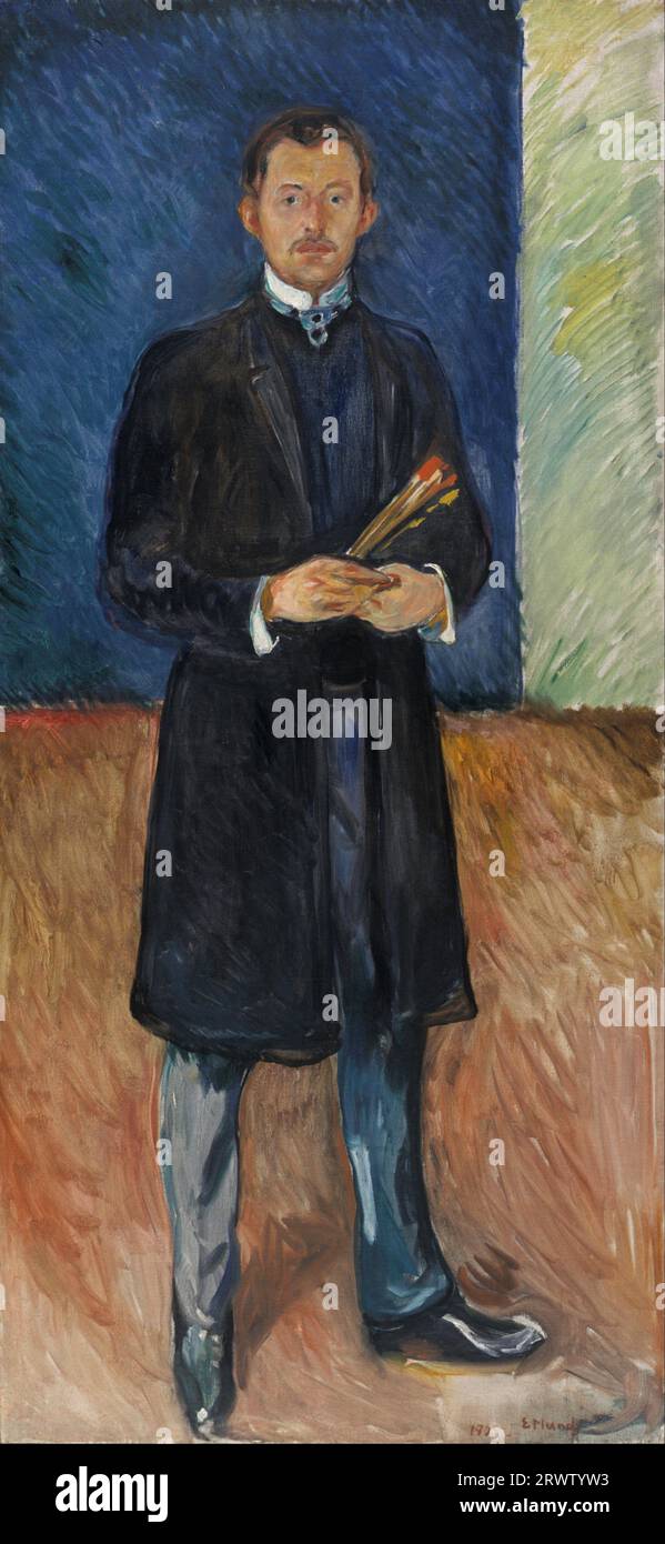 Edvard Munch - Self-Portrait with Brushes 1904, 197 cm × 91 cm (77+1⁄2 ...