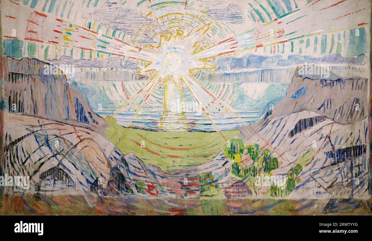 Edvard Munch - The Sun 1910–1911, 450 cm × 772 cm Stock Photo - Alamy
