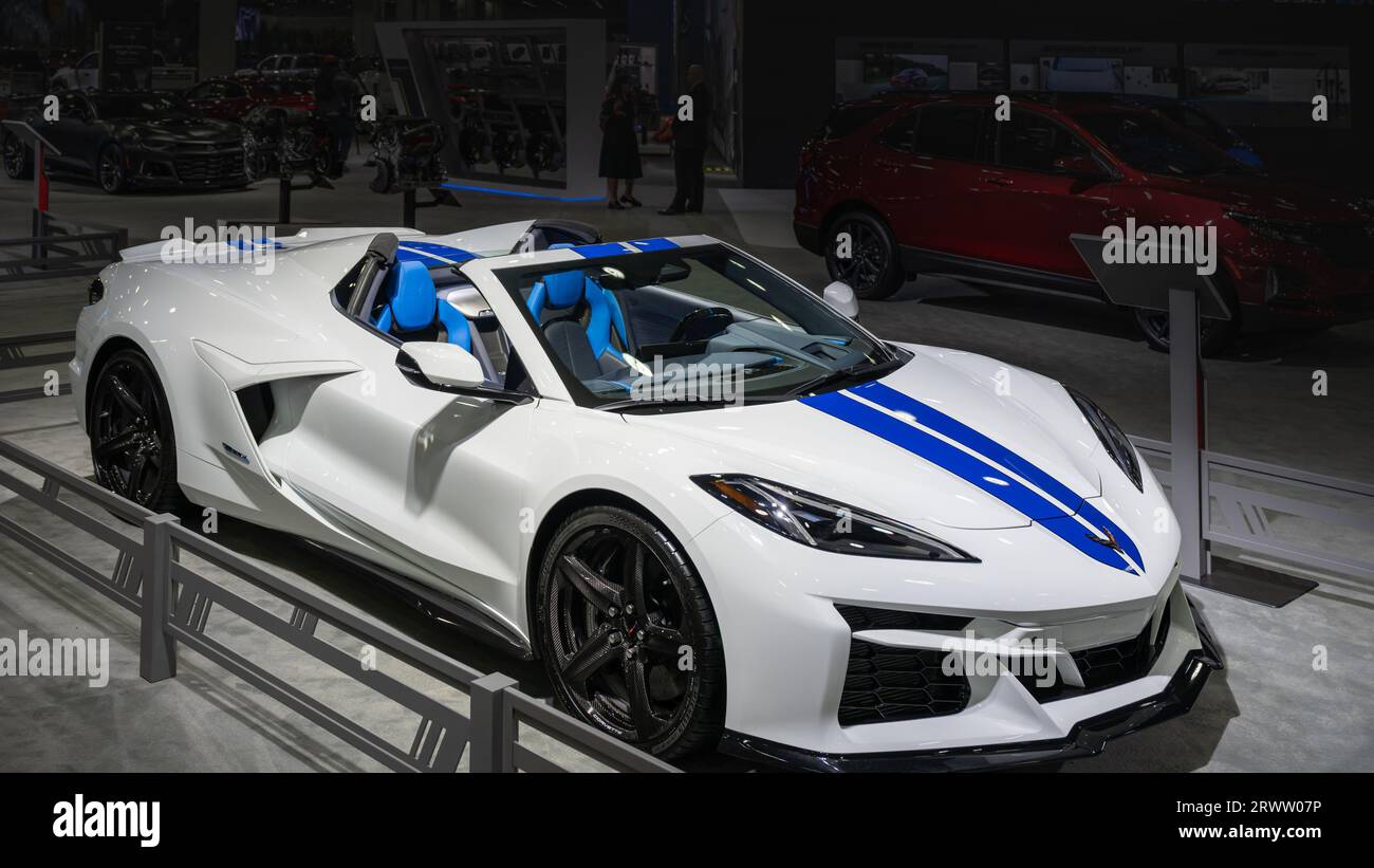 DETROIT, MI/USA - SEPTEMBER 13, 2023: A 2024 Chevrolet Corvette E-Ray ...