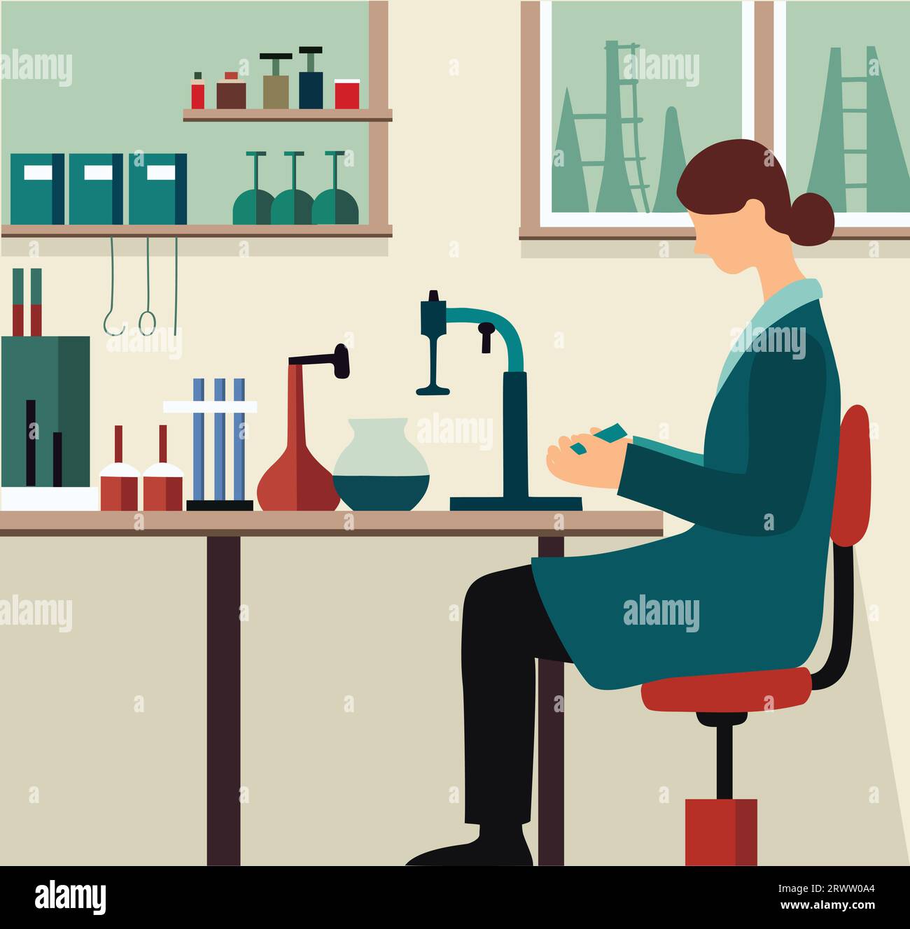 Laboratory worker making tests, vector illustration Stock Vector Image ...
