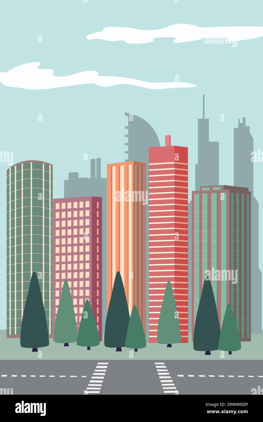 Downtown landscape landscape trees Stock Vector Images - Alamy