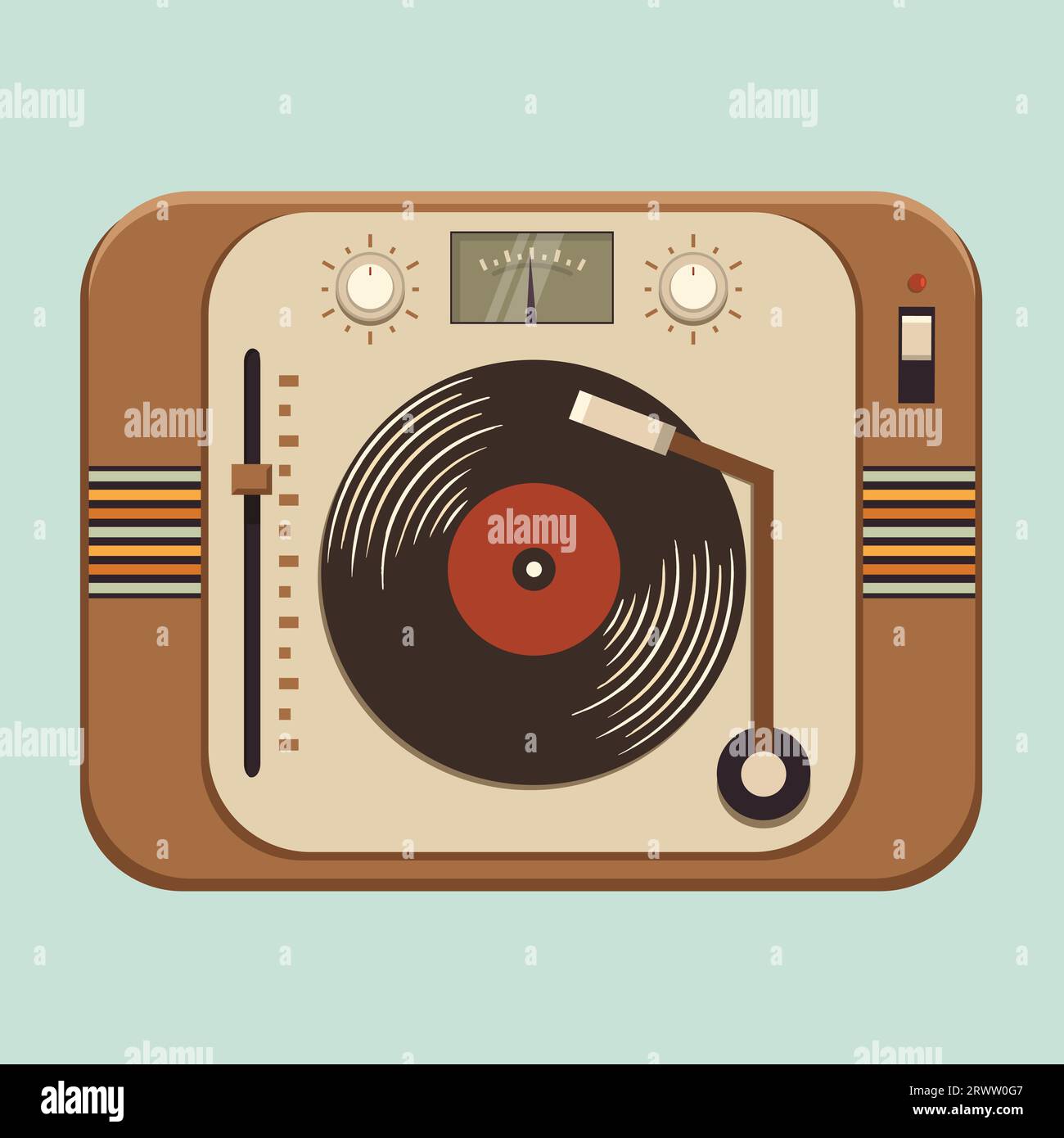 Old vintage gramophone player or a vinyl turntable, vector illustration ...
