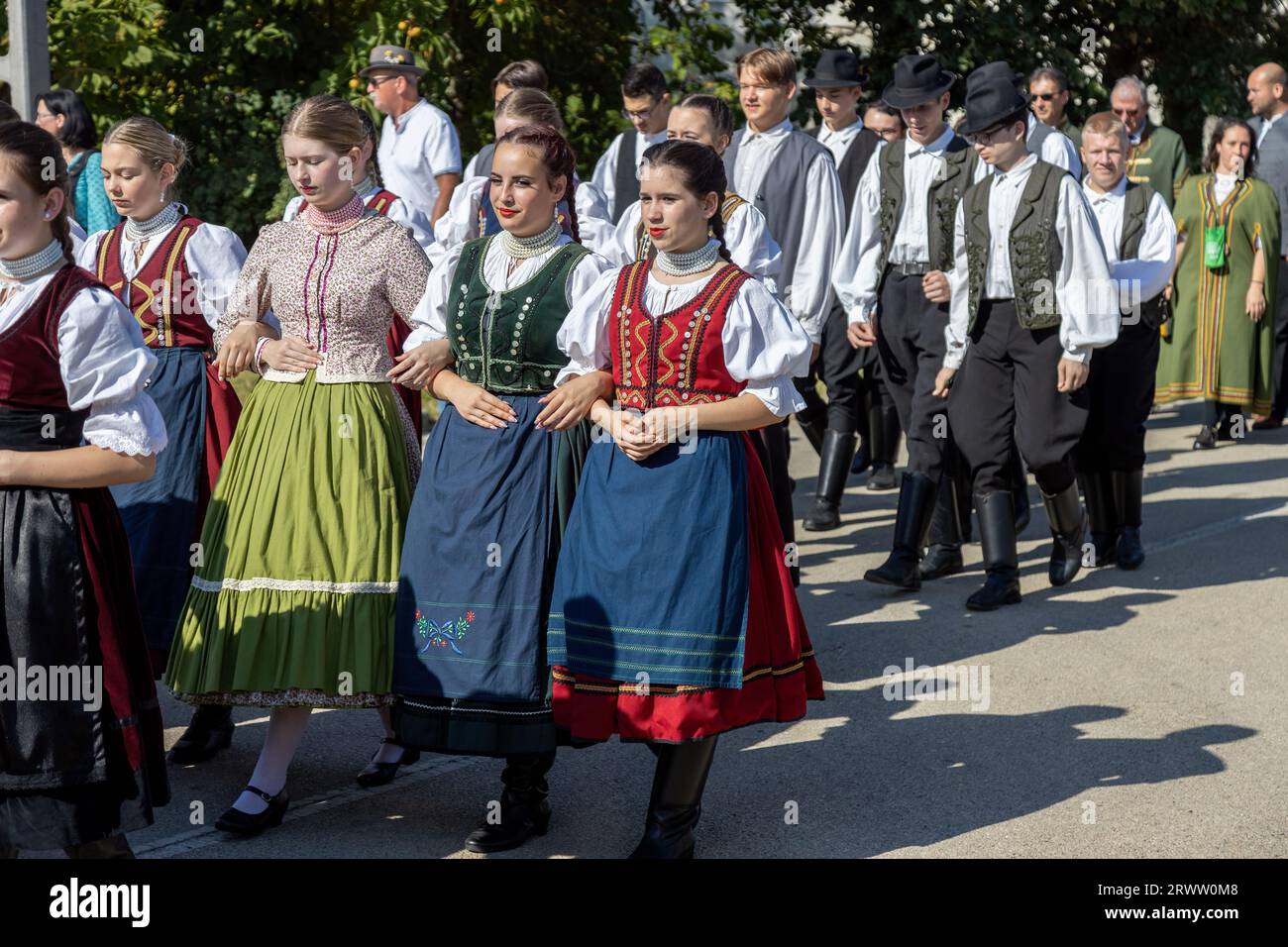 Traditional Hungarian harvest parade on September 16, 2023 in village ...