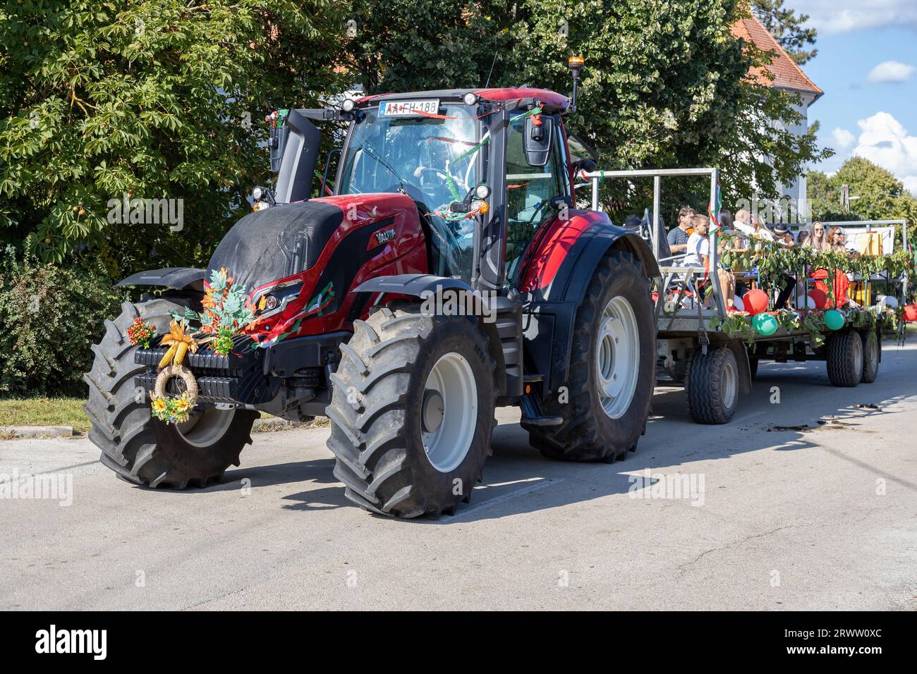 Traditional Hungarian harvest parade on September 16, 2023 in village ...