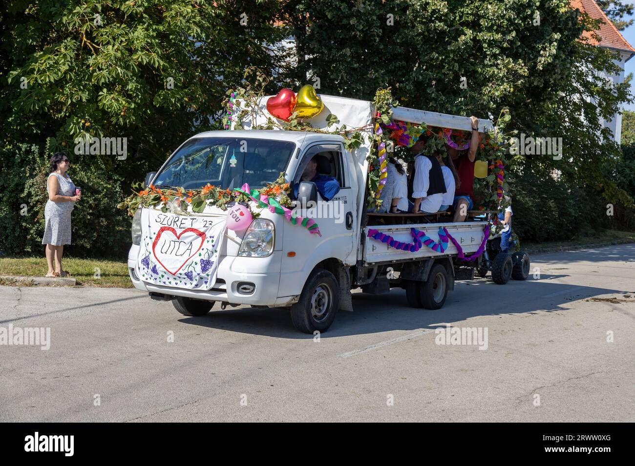 Traditional Hungarian harvest parade on September 16, 2023 in village ...
