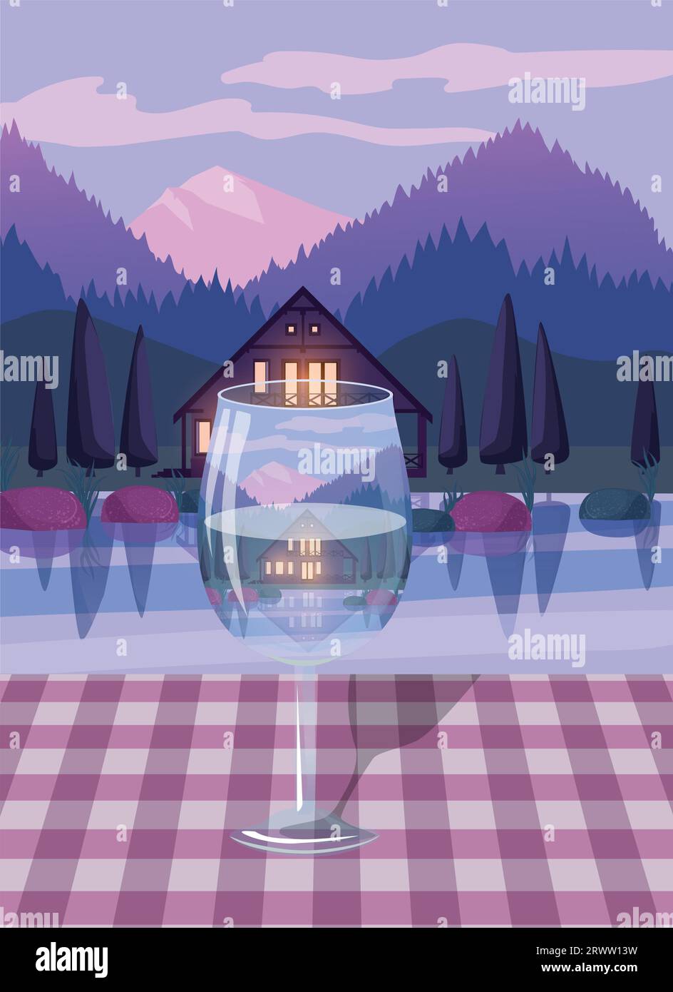 Water reflection in evening Stock Vector Images - Alamy