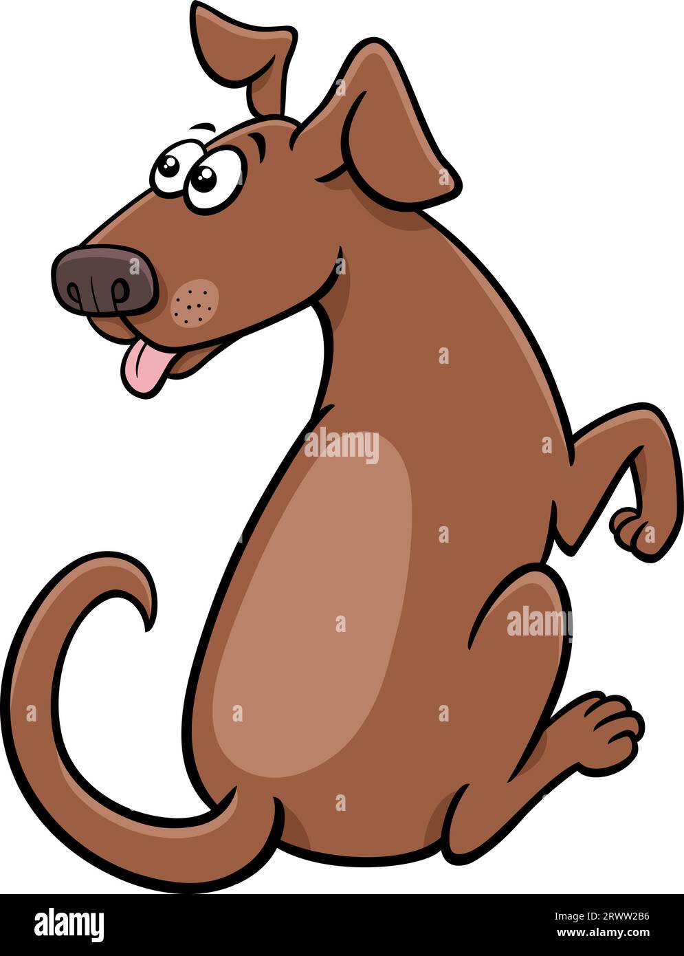 Cartoon illustration of surprised brown dog comic animal character ...