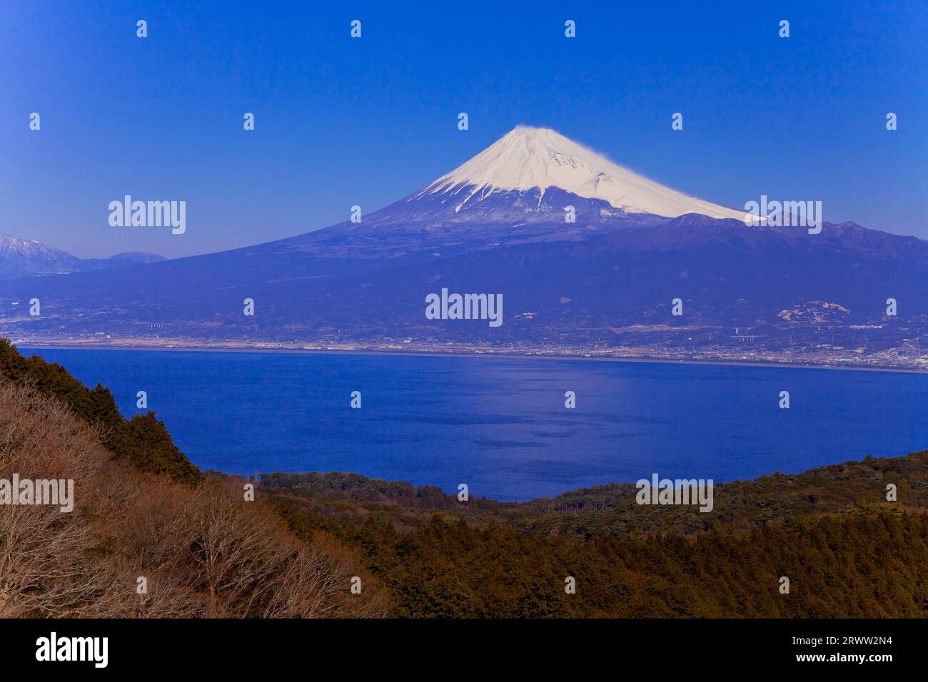 Suruga Bay and Mt. Fuji seen from Daruma Plateau Stock Photo - Alamy