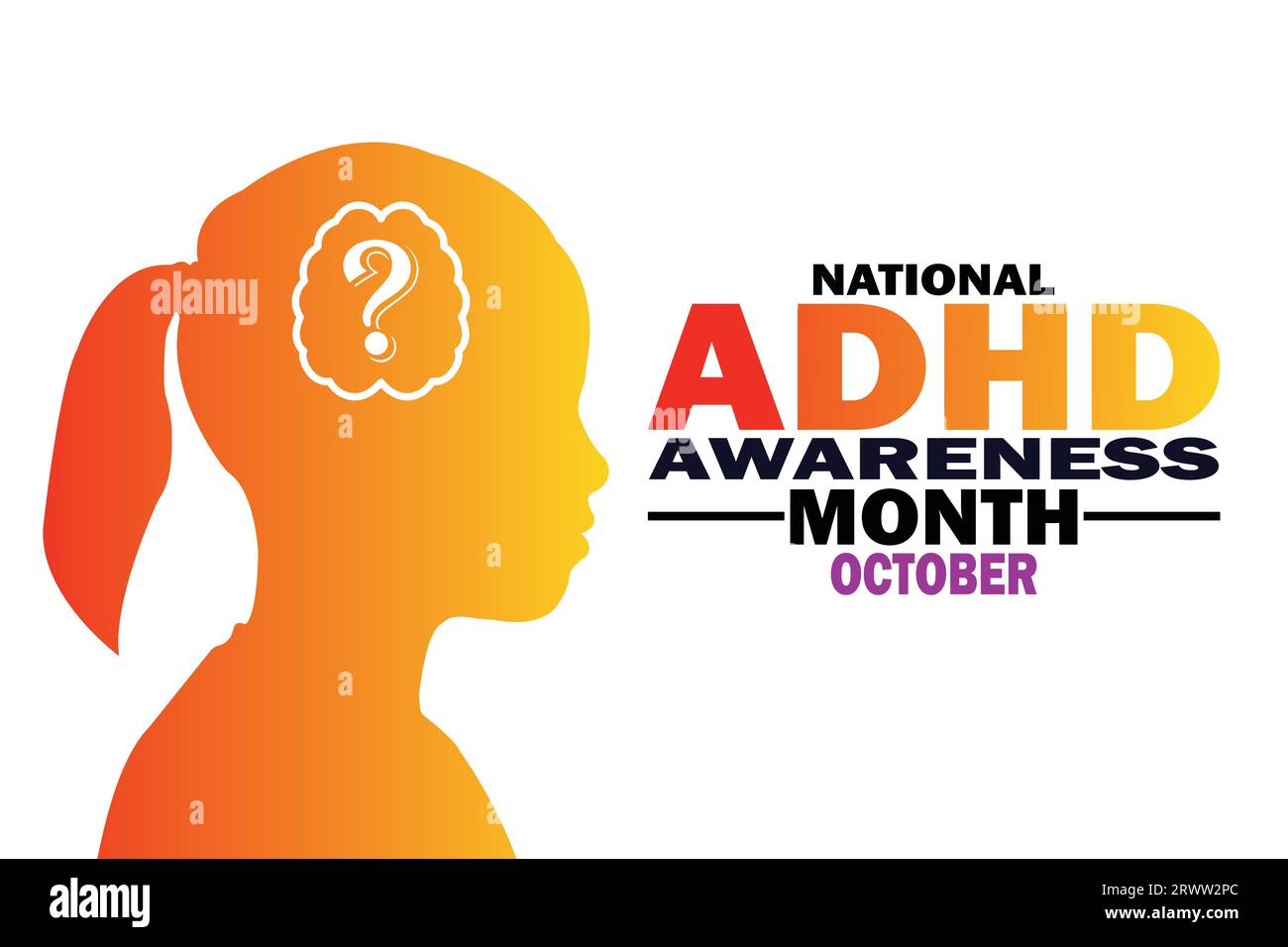 National ADHD Awareness Month October Vector illustration. Holiday ...