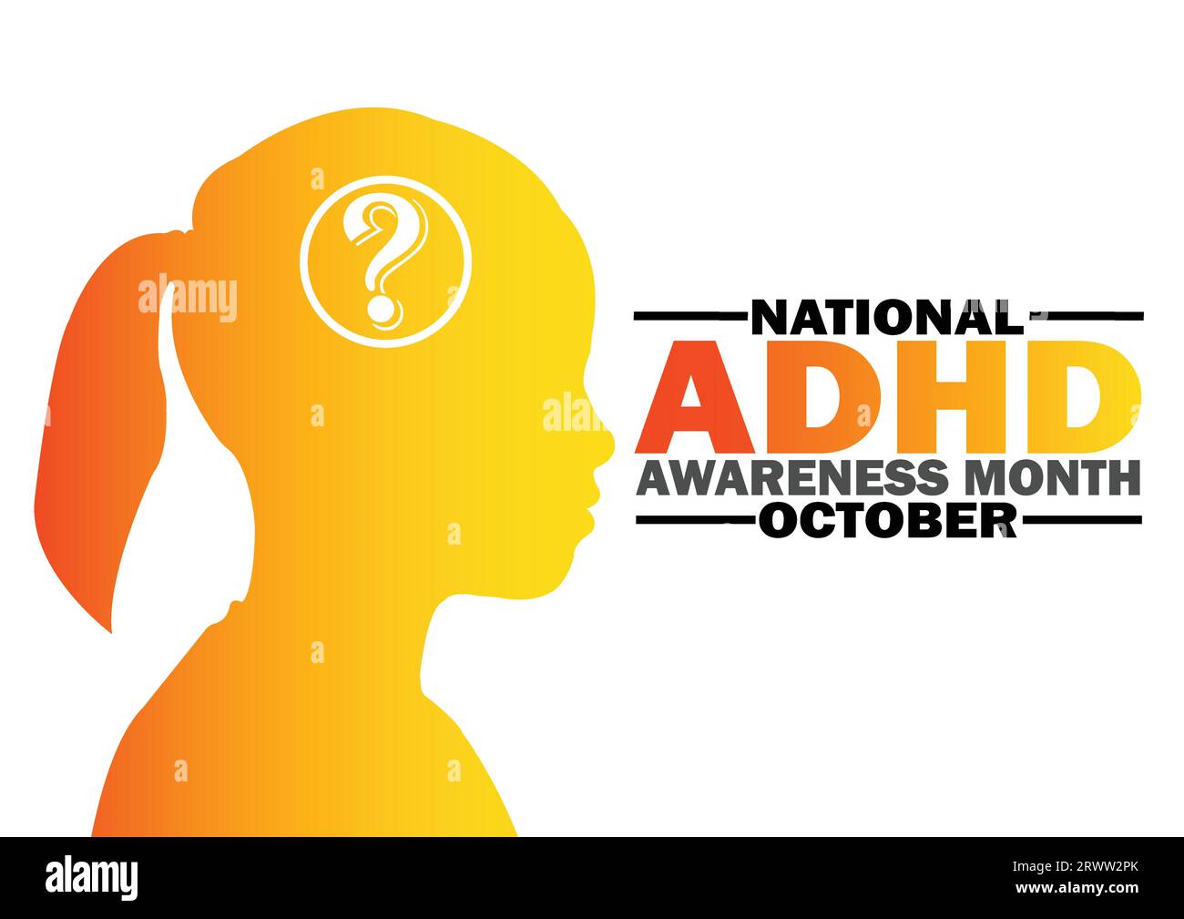 National ADHD Awareness Month October Vector illustration Background ...