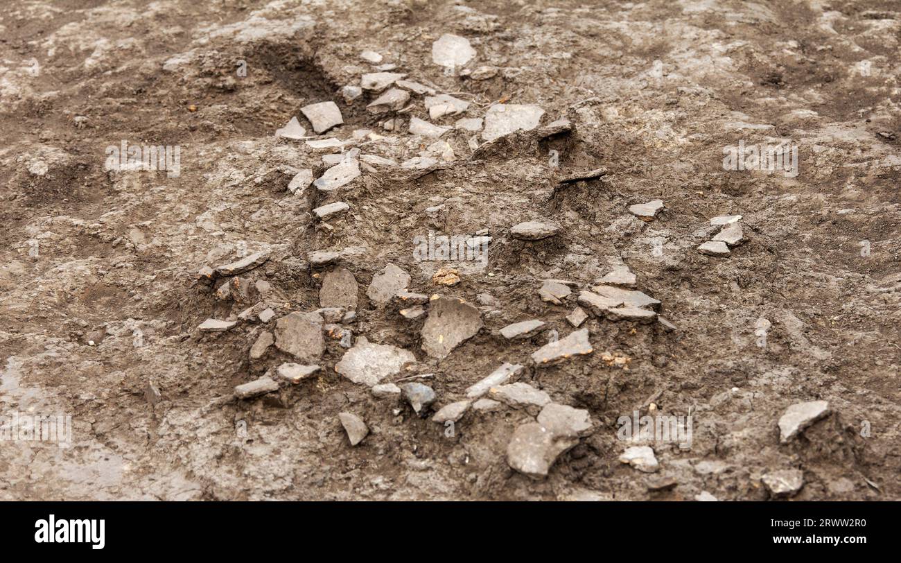 Archaeological excavations, archaeologists work, dig up an ancient clay ... Archaeological excavations, archaeologists work, dig up an ancient clay ...