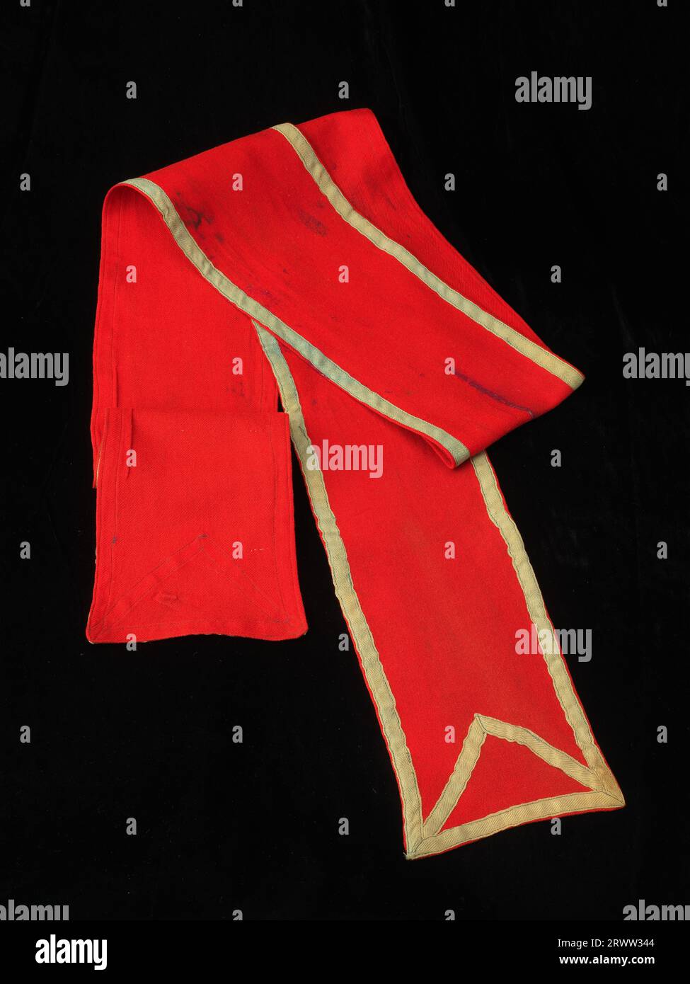 Red wool sash with yellow edging trim, 155th Pennsylvania Zouave. AF ...