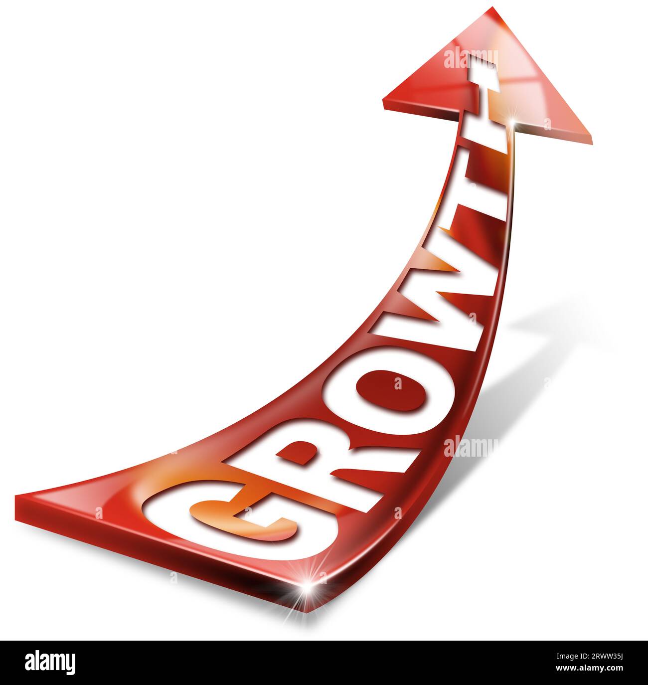 3D illustration of a red arrow going up with text Growth isolated on ...