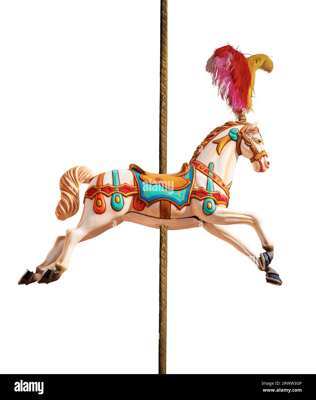 Close-up of a plastic horse of a carousel horses or merry-go-round ...