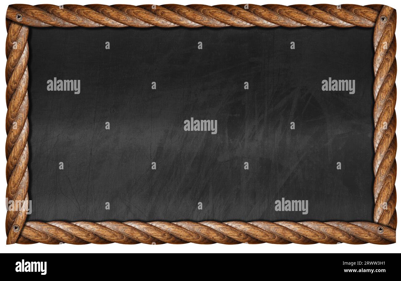 Old blank blackboard with wooden rectangular frame in the shape of ...