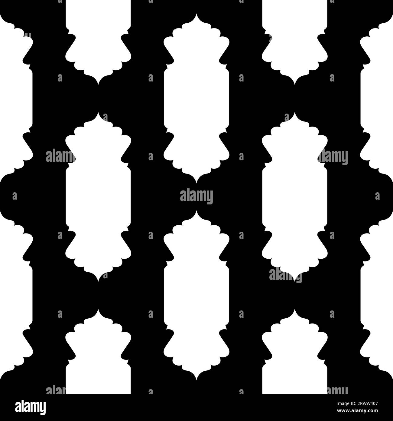 Black and white seamless pattern of silhouettes of arabic arches ...