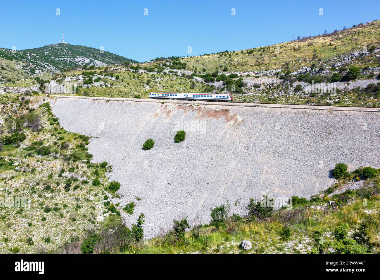 Plano, Croatia - May 28, 2023: Commuter train with tilting system of ...