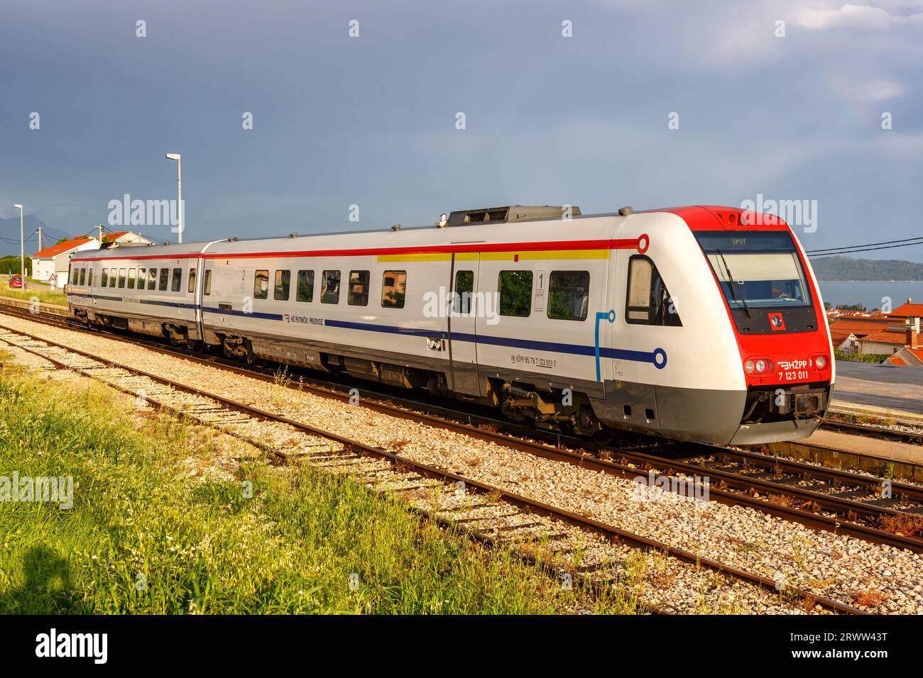 Kaštel Stari, Croatia - May 30, 2023: Commuter train with tilting ...