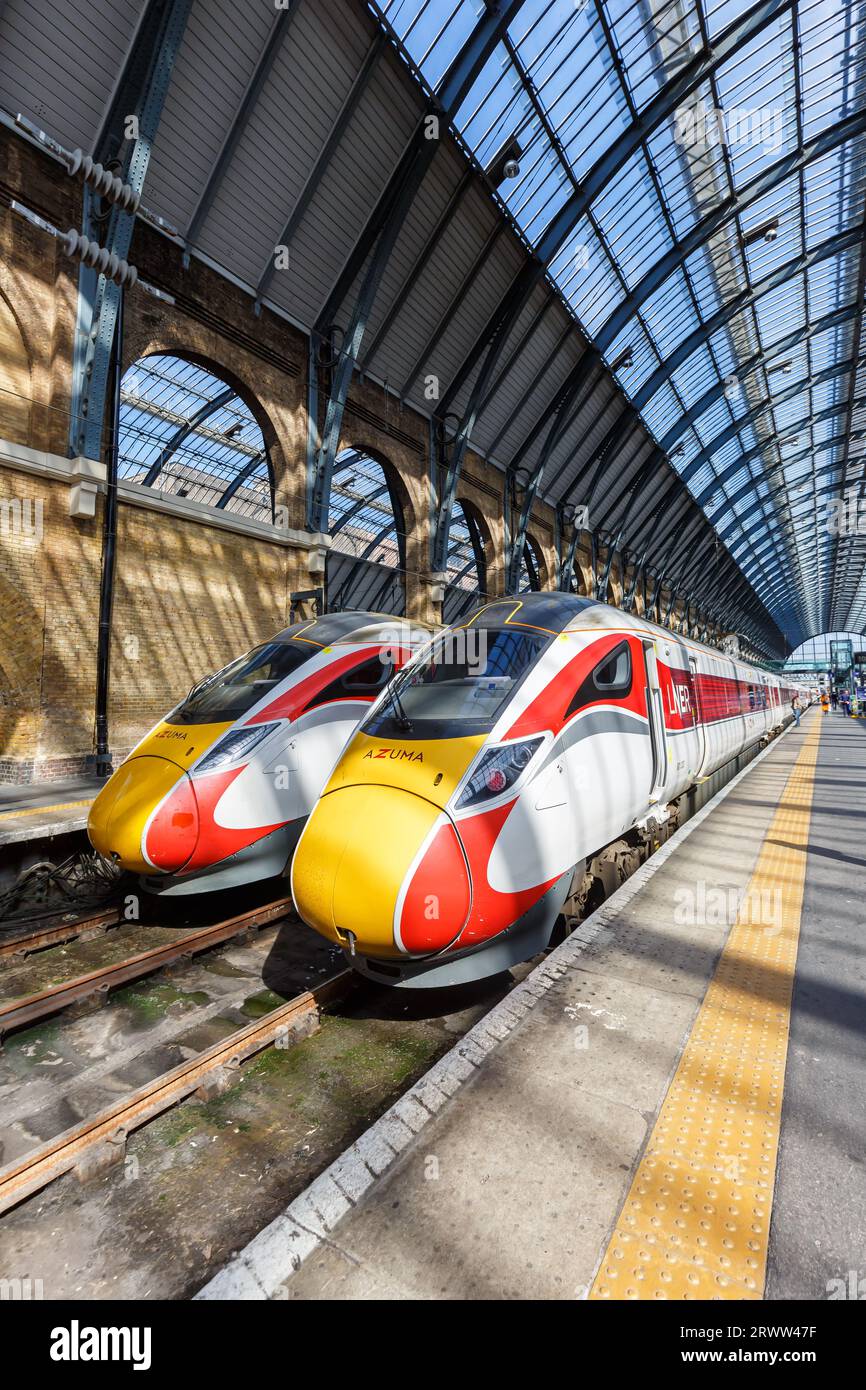 London, United Kingdom - April 29, 2023: Azuma InterCity high speed train of London North ...