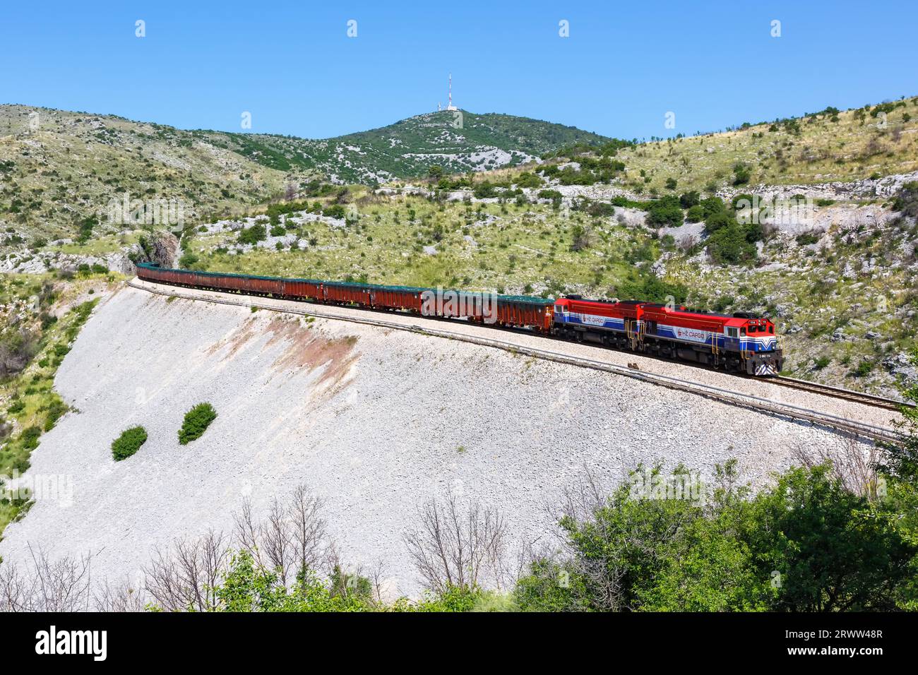 Plano, Croatia - May 28, 2023: Freight train of Croatian Railways ...