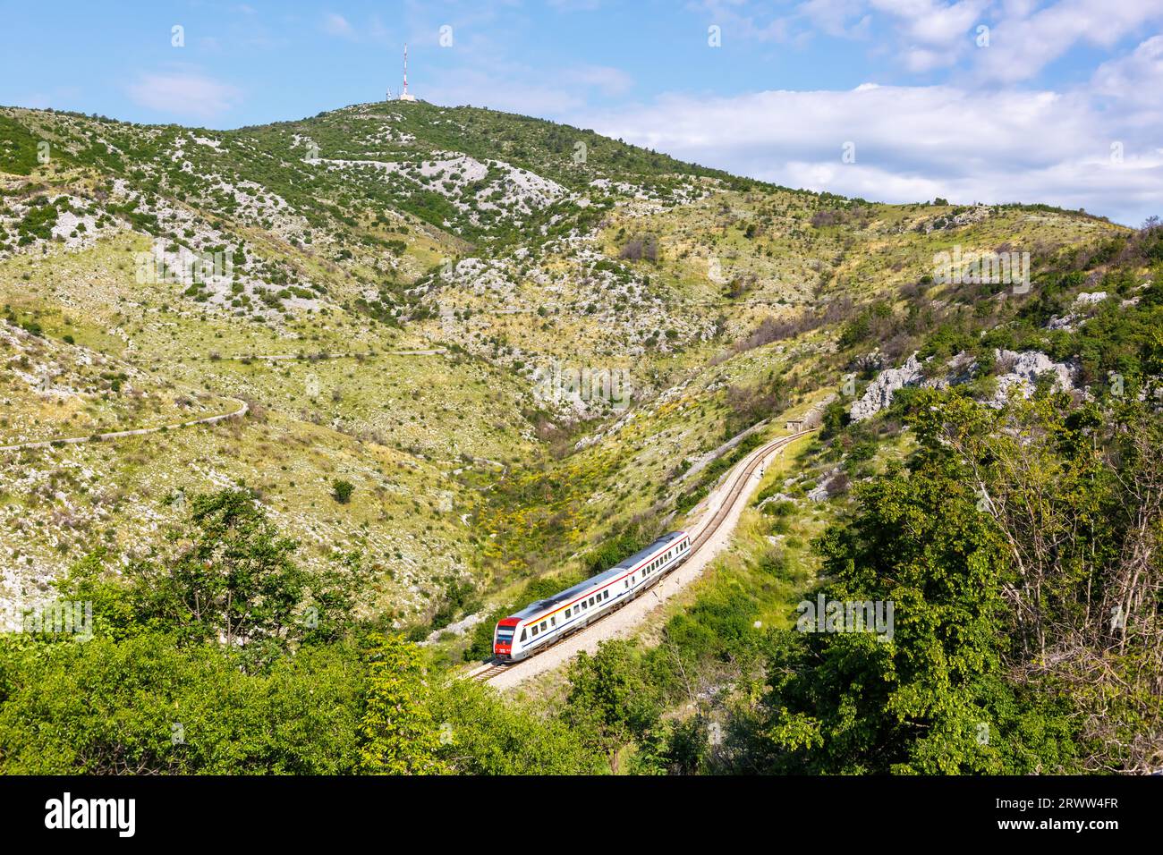 Plano, Croatia - May 31, 2023: Commuter train with tilting system of ...