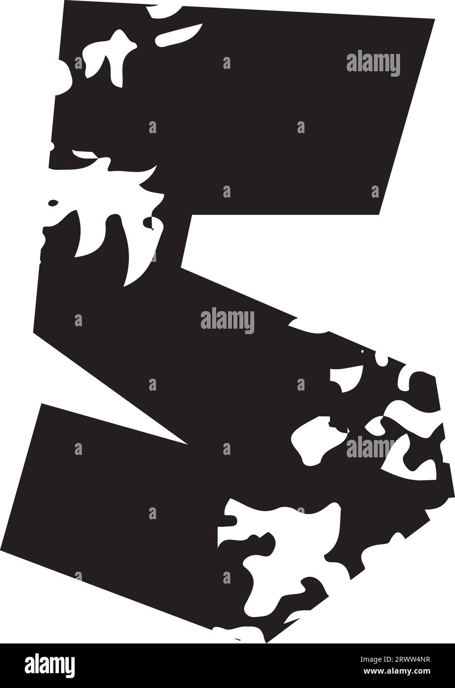 Display alphabet grunge corner paper cut font number 5 five Stock ...