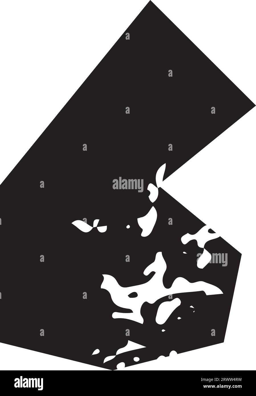 Display alphabet grunge corner paper cut font number 6 six Stock Vector ...