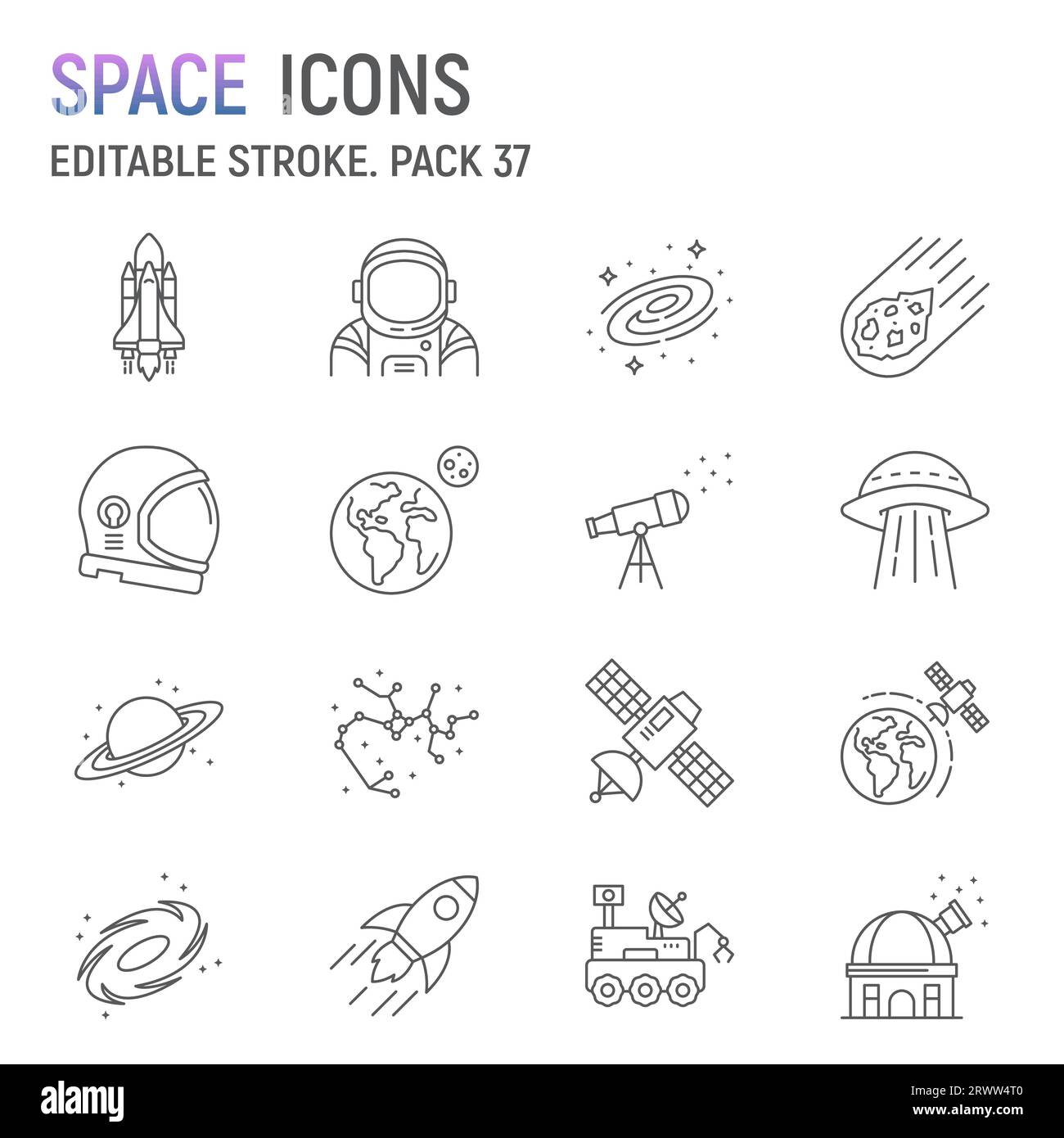 Space line icon set, astronomy collection, vector graphics, logo ...