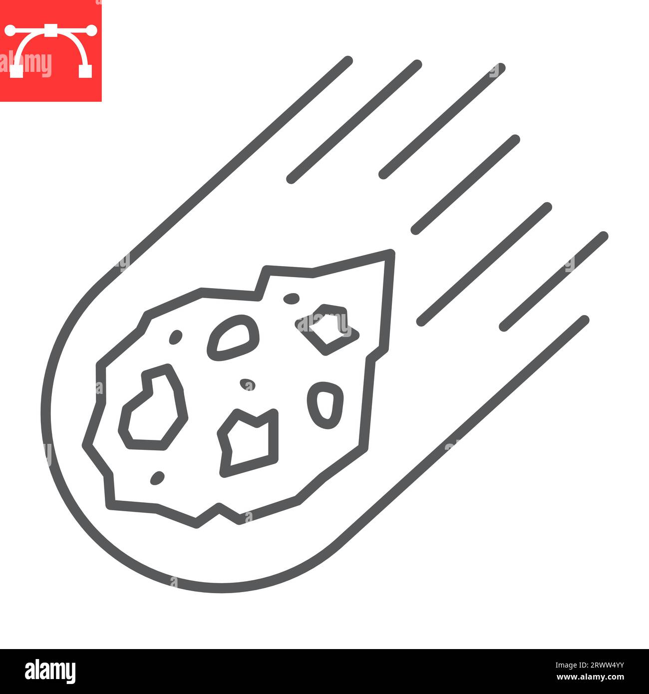 Asteroid line icon, cosmos and comet, meteorite vector icon, vector ...