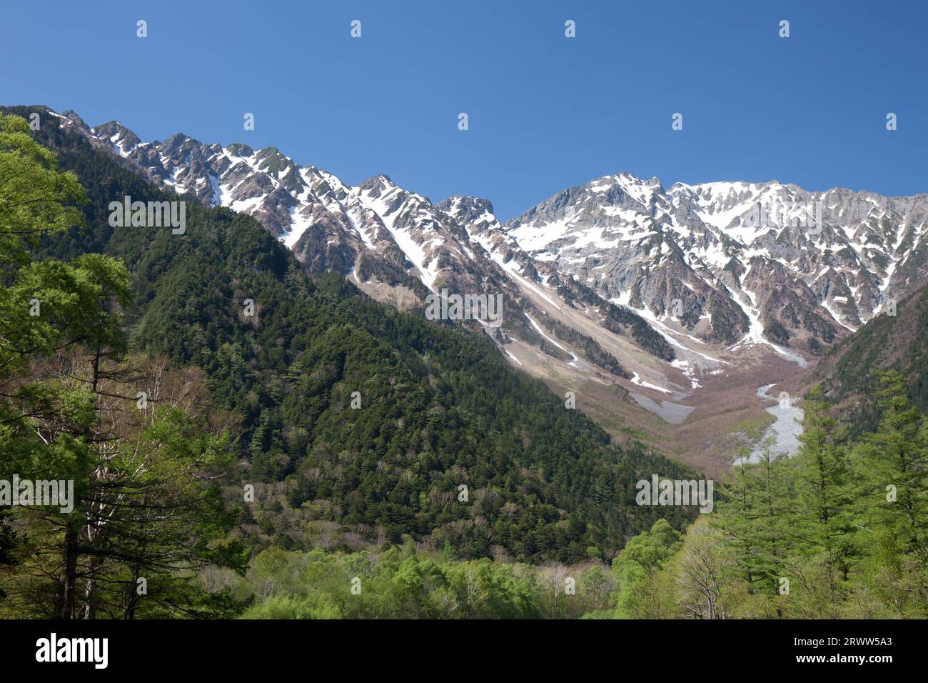 The Hotaka mountain range seen from Kappa-bashi bridge in Kamikochi Stock Photo - Alamy