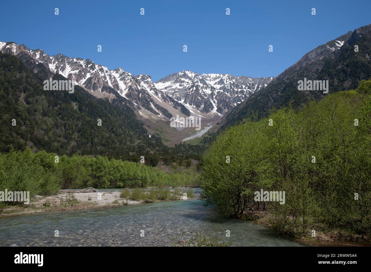 Azusa River and Hotaka mountain range Stock Photo - Alamy