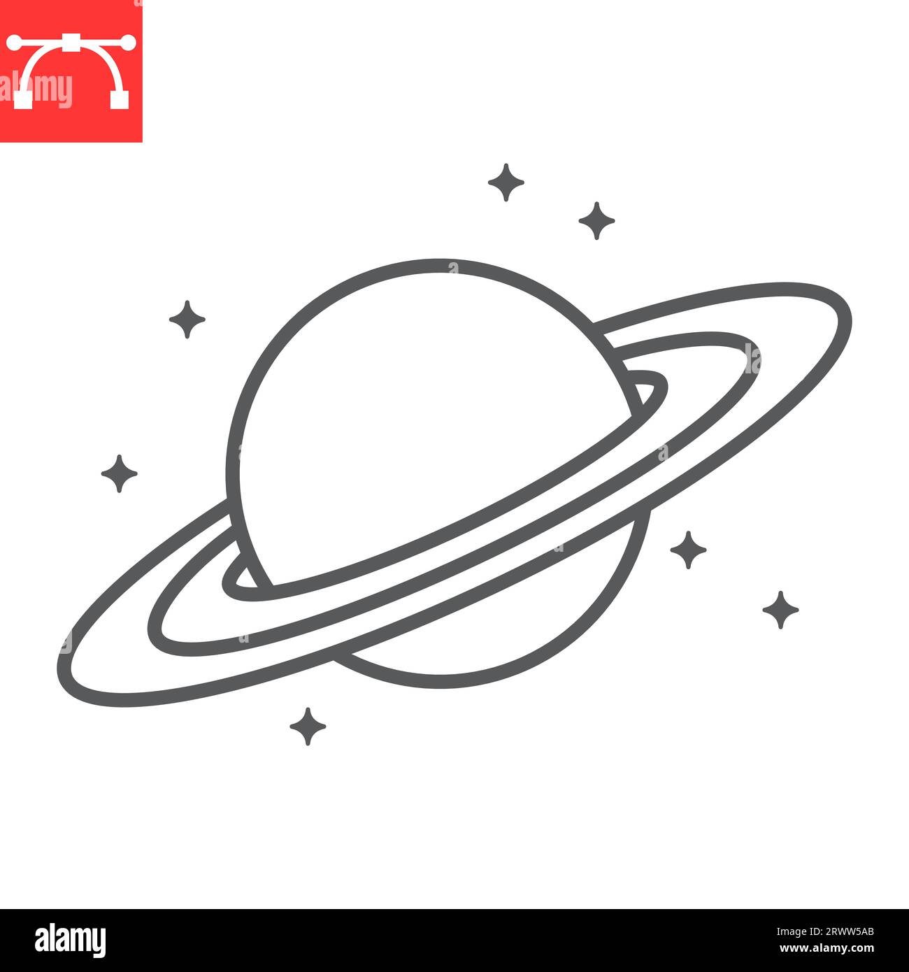 Saturn line icon, cosmos and planet, saturn vector icon, vector ...