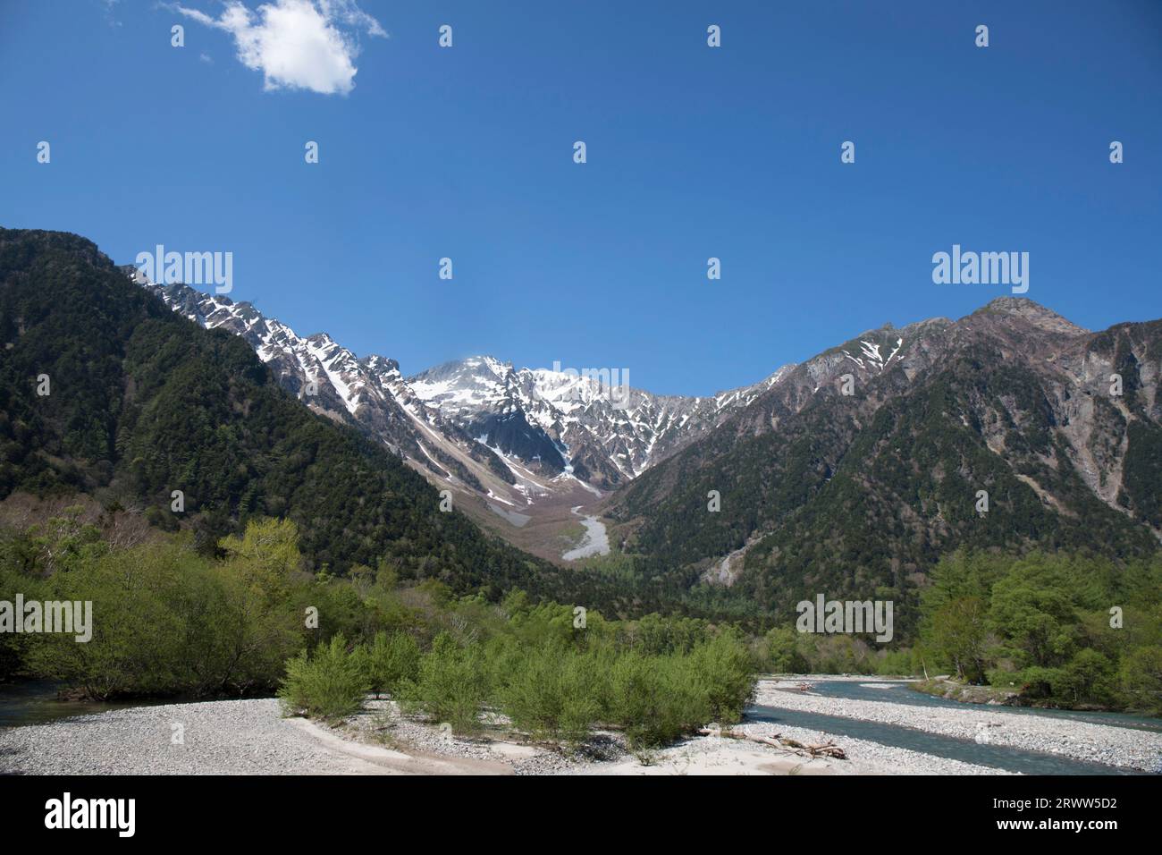 The Hotaka mountain range seen from Kappa-bashi bridge in Kamikochi Stock Photo - Alamy
