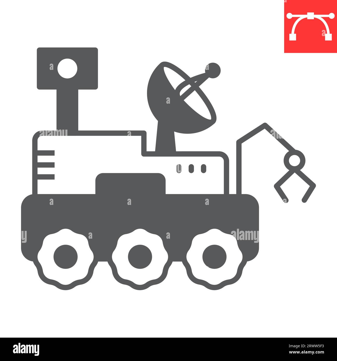 Moon rover glyph icon, cosmos and exploration, mars rover vector icon ...