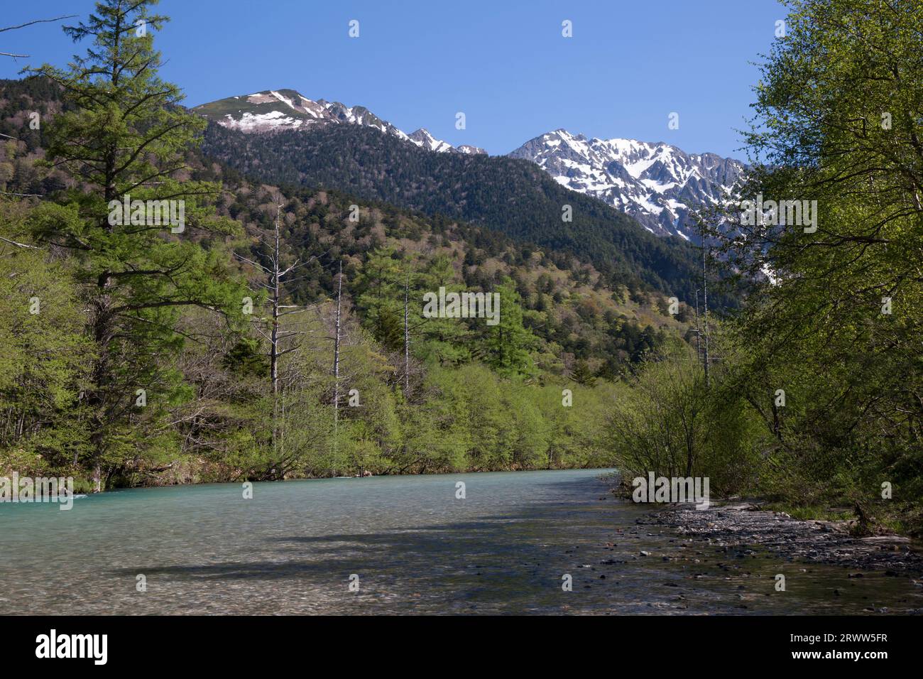 Azusa River and Hotaka mountain range Stock Photo - Alamy