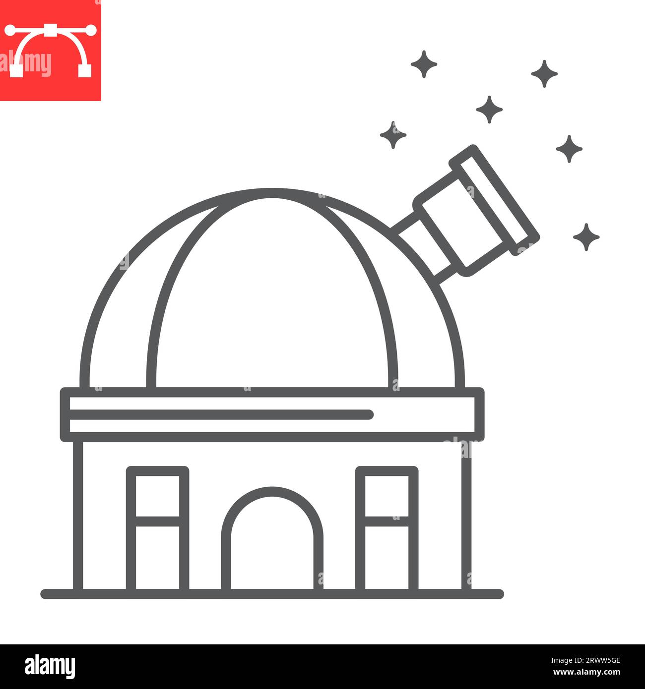 Observatory line icon, cosmos and science, observatory telescope vector icon, vector graphics ...