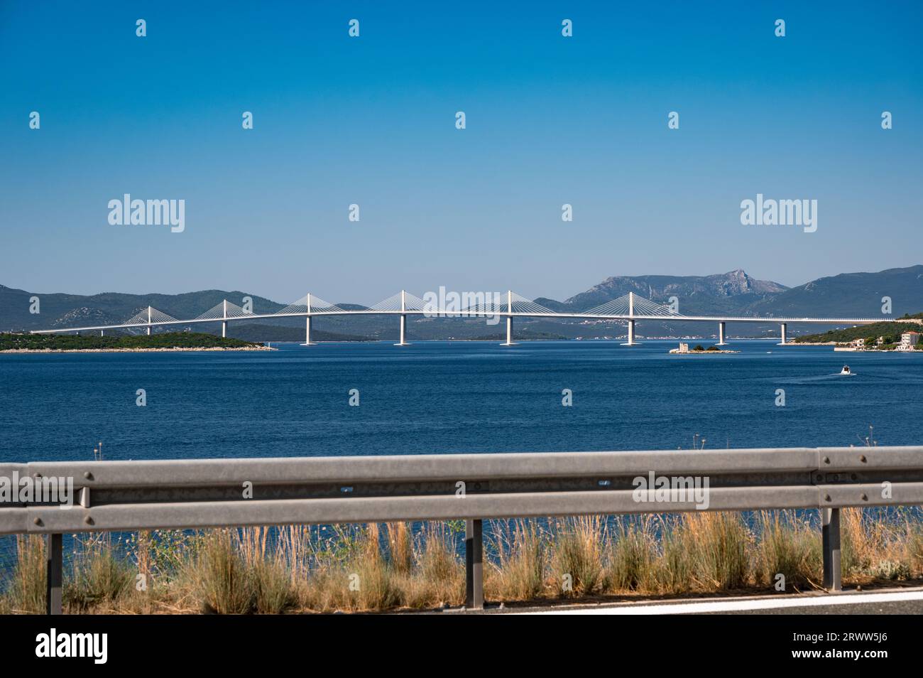 Peljesac Bridge, Croatia. multi-span cable-stayed Bridge over the sea ...