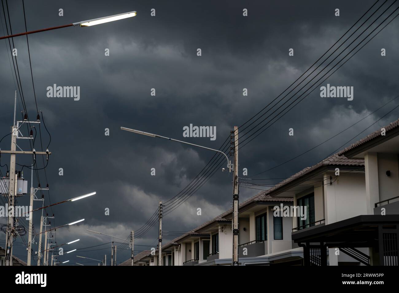 Rain clouds, Before heavy rain storm in the city Stock Photo - Alamy