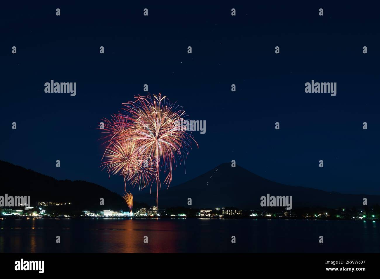 Fuji and Kawaguchiko Lake Festival Fireworks Display Stock Photo - Alamy