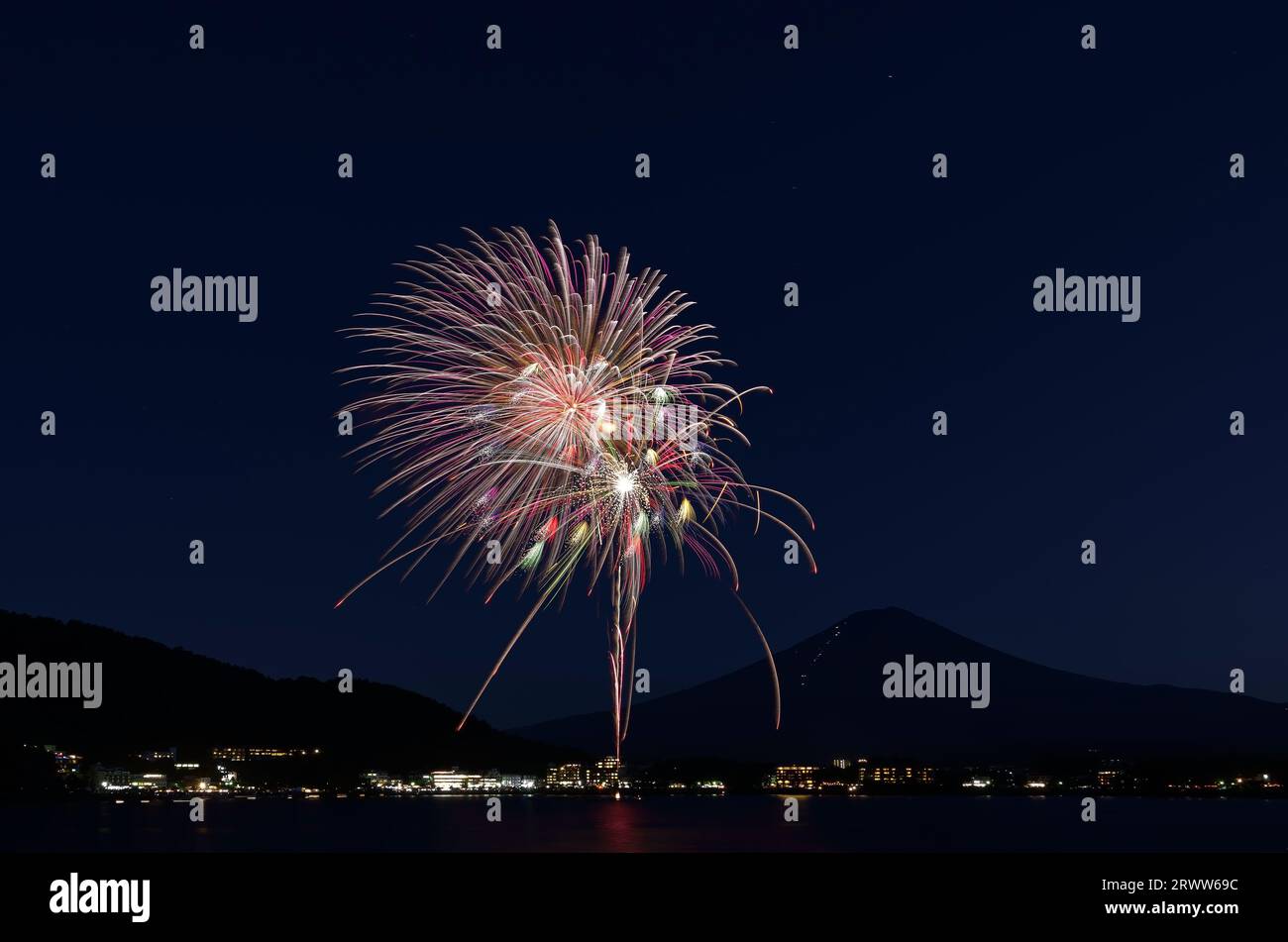 Fuji and Kawaguchiko Lake Festival Fireworks Display Stock Photo - Alamy
