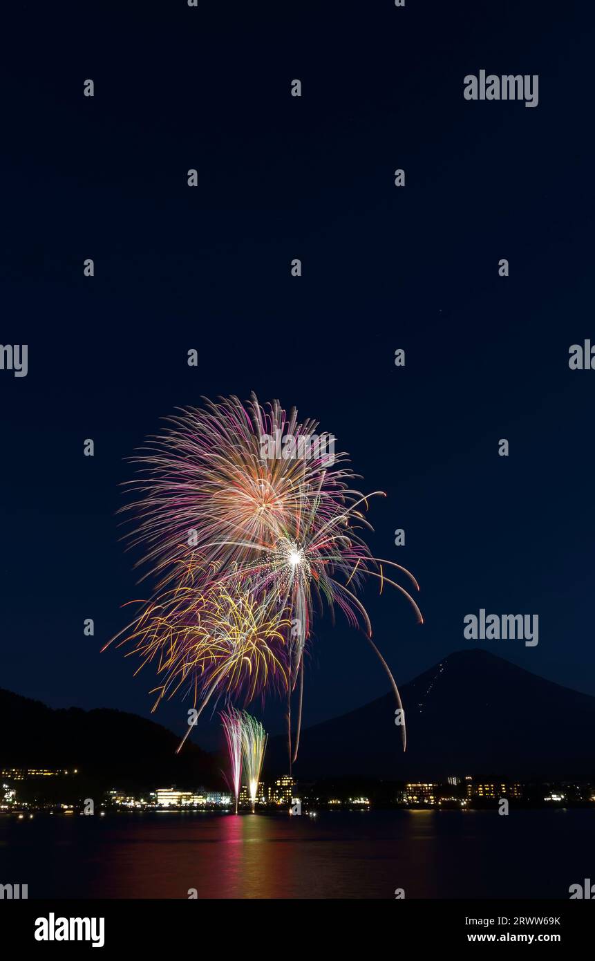Fuji and Kawaguchiko Lake Festival Fireworks Display Stock Photo - Alamy