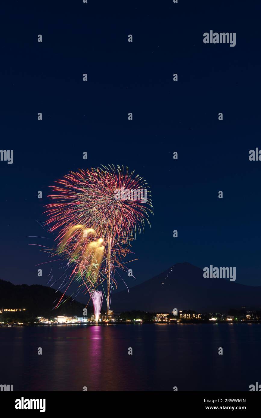 Fuji and Kawaguchiko Lake Festival Fireworks Display Stock Photo - Alamy