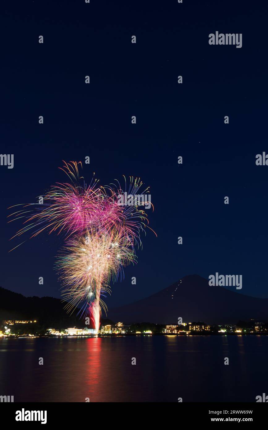 Fuji and Kawaguchiko Lake Festival Fireworks Display Stock Photo - Alamy