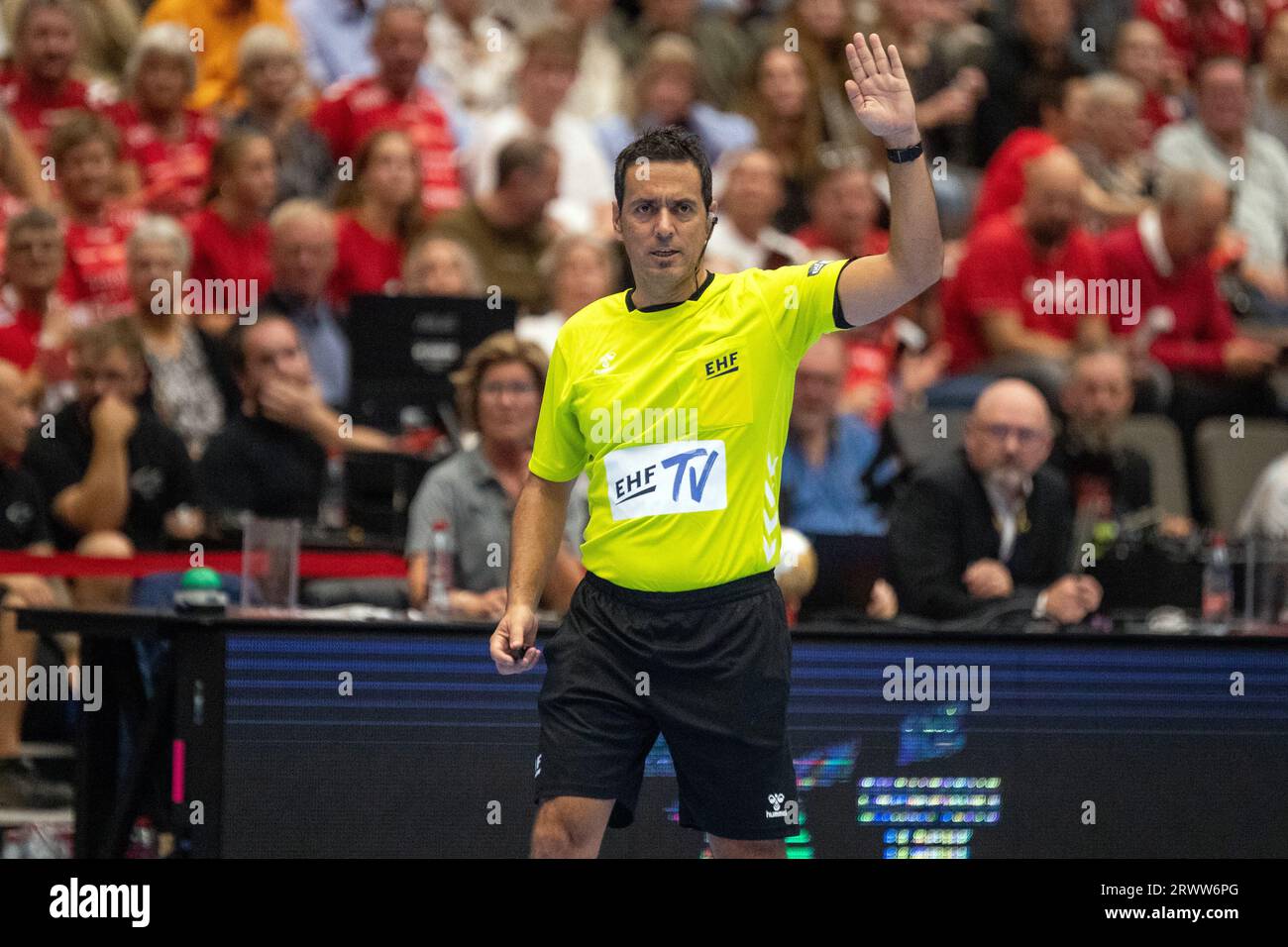 Aalborg, Denmark. 20th Sep, 2023. Referee Ignacio Garcia Serradilla ...