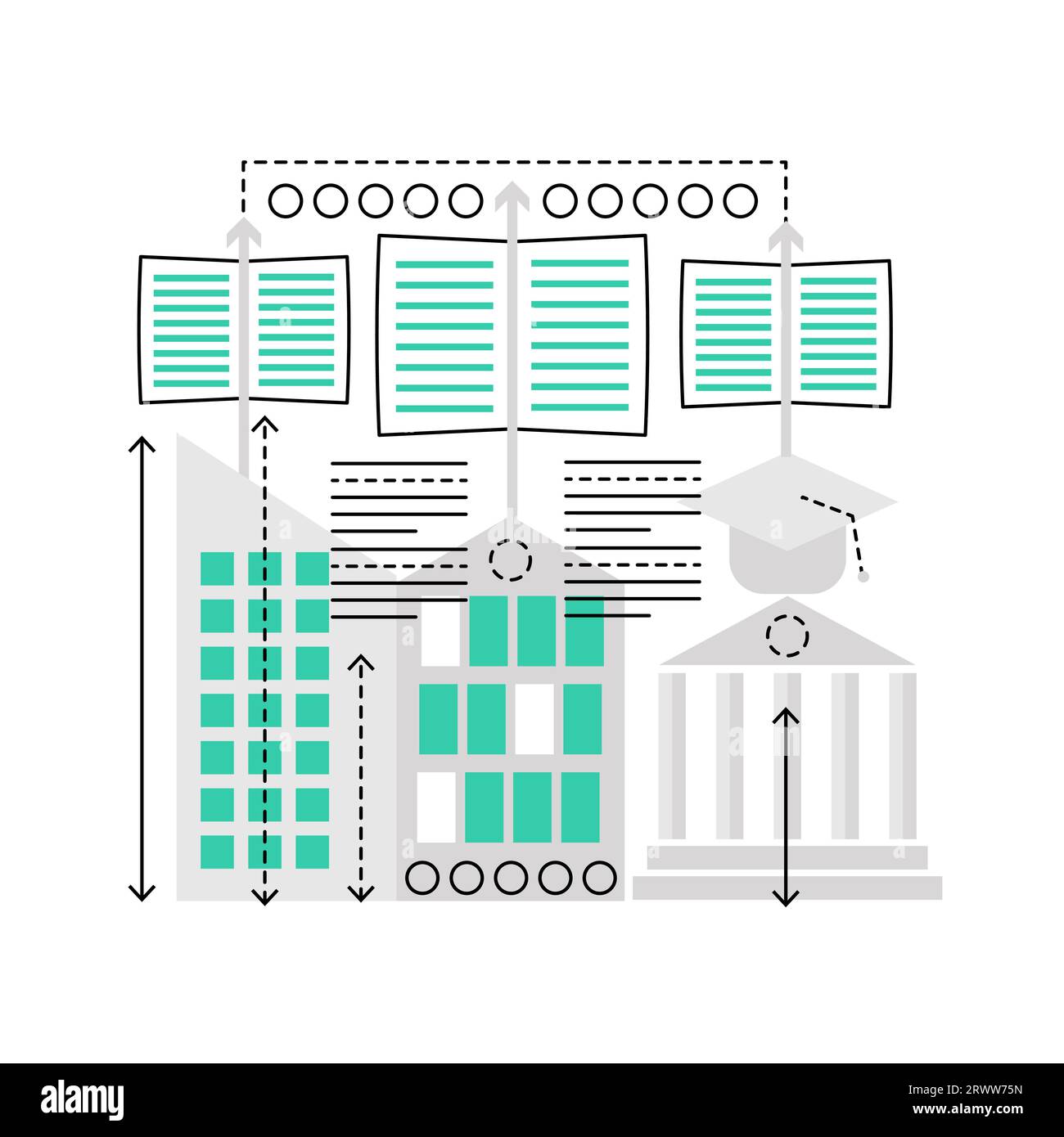 Modern university education. Learning graduation program, digital study ...