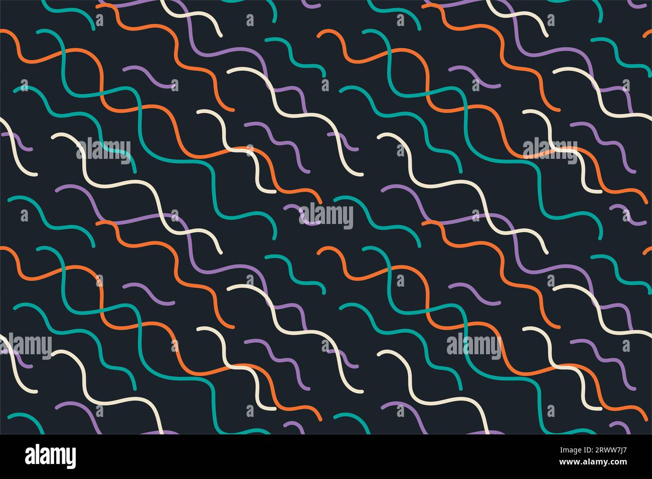 Colored lines squiggle doodle seamless pattern. Creative abstract ...