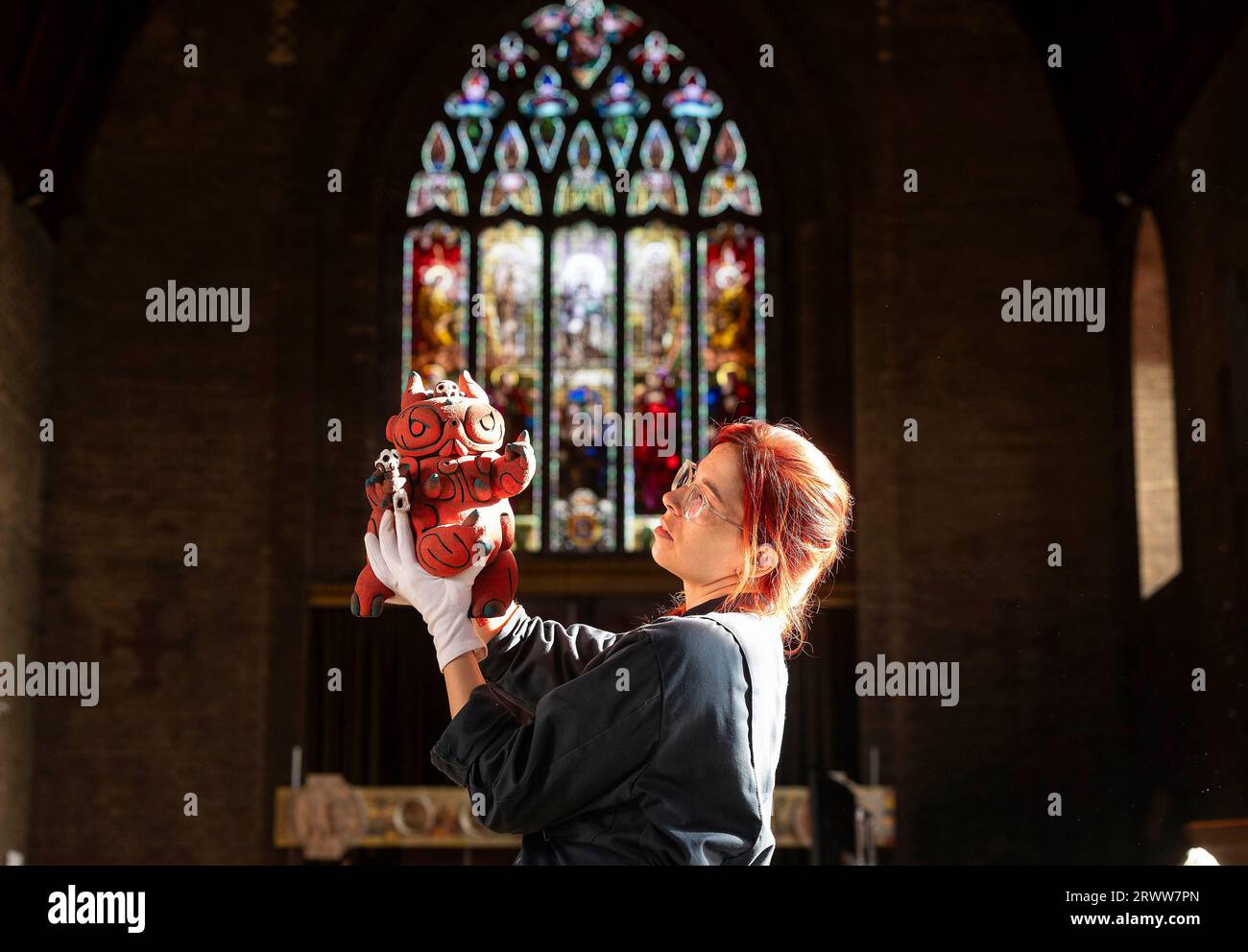 EDITORIAL USE ONLY Natalie Armitage holds The Red Dancer by Oxana Geets ...