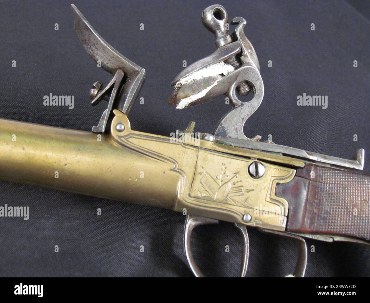 Boxlock flintlock pistol with springloaded bayonet. AF*43544A Stock ...