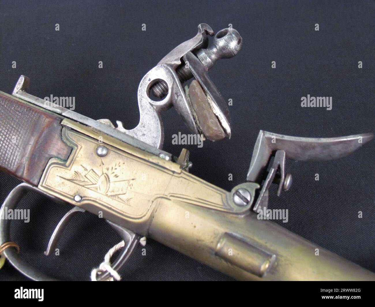 Boxlock flintlock pistol with springloaded bayonet. AF*43544B Stock ...