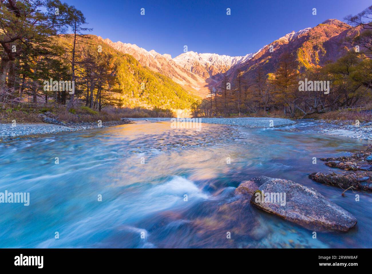 Hotaka mountain peaks and Azusa River Stock Photo - Alamy